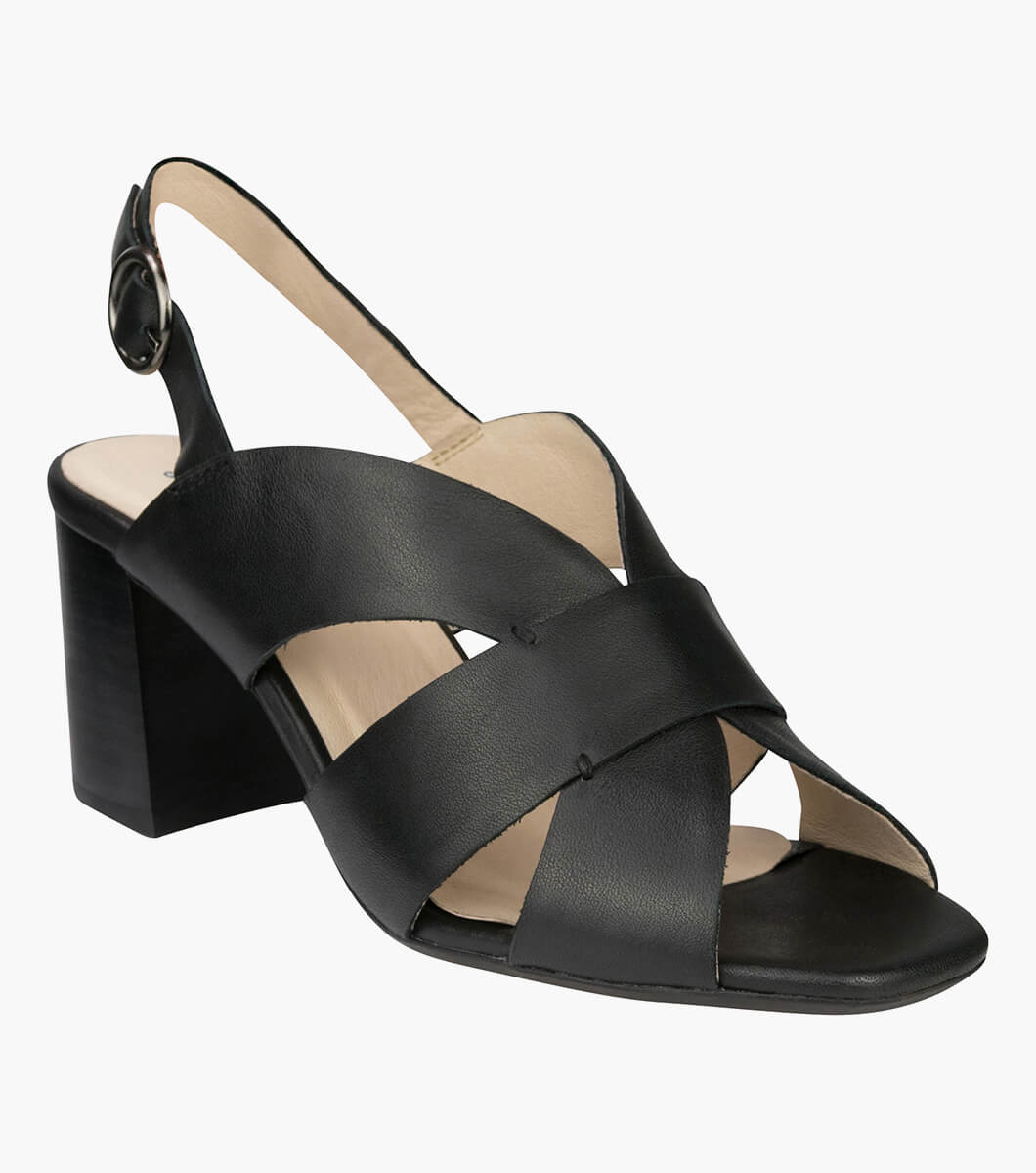 Women’s Heels | BLACK Open Toe Block Heel | Florsheim Georgina